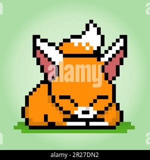 8-bit pixel of fox. Animal in Vector illustration for cross stitch and ...