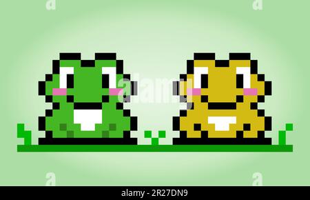 8 bit pixel frog. Animals in vector illustrations for cross stitches ...