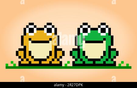 8 bit pixel frog. Animals in vector illustrations for cross stitches ...