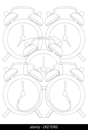 One continuous line of Alarm Clocks. Thin Line Illustration vector clock concept. Contour ...