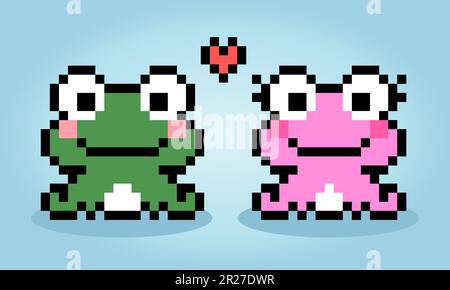 8-bit pixel of frog. Animal in Vector illustration for cross stitch and ...