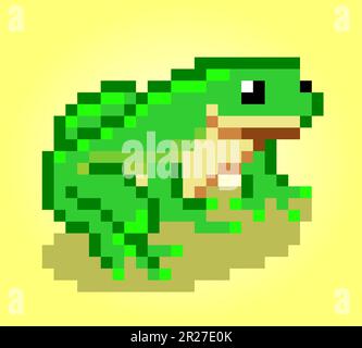 8 bit pixel frog. Animals in vector illustrations for cross stitches ...