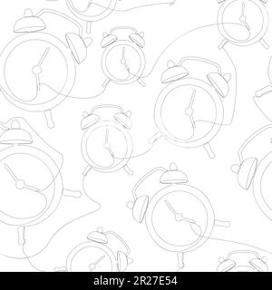 One continuous line of Alarm Clocks. Thin Line Illustration vector ...
