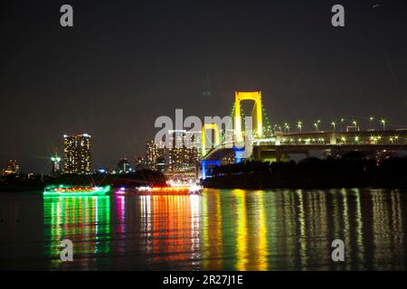Lighted up Rainbow Bridge Stock Photo - Alamy