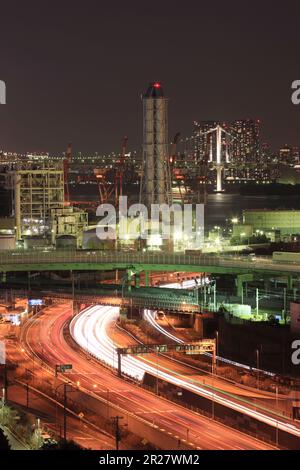 Of the Metropolitan Expressway Wangan night view (Minato-ku, Tokyo ...