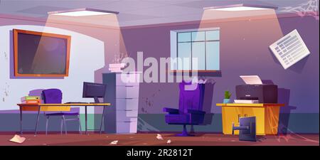 Messy detective office interior. Vector cartoon illustration of police ...