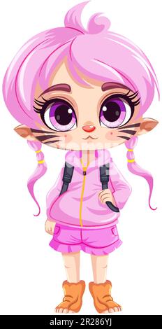 A Cat Human Hybrid in Fantasy Cartoon Style illustration Stock Vector ...