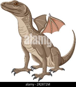 Reptilian Creature with Dragon Wings in Cartoon Style illustration ...