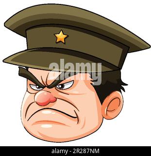 Grumpy army officer head cartoon illustration Stock Vector Image & Art ...