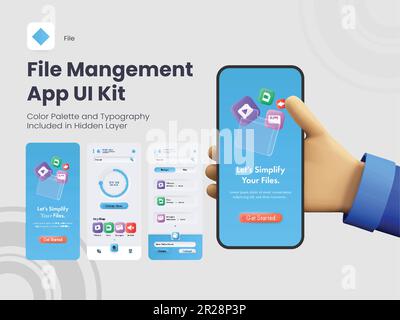 File Management Mobile App UI Screens Including As Login, Sign Up, Data ...