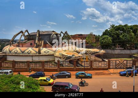 Yaounde, Cameroon. 12th Apr, 2023. A guide introduces Bamoun kings in ...