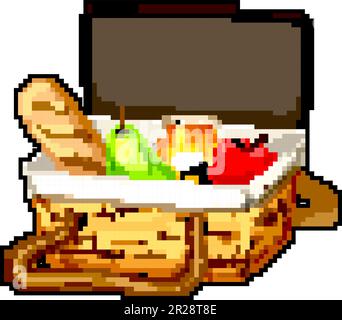 box picnic basket game pixel art vector illustration Stock Vector Image ...