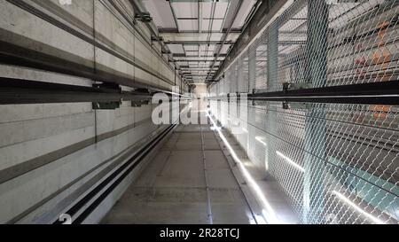 A look into a Elevator hoistway Stock Photo - Alamy