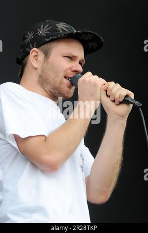 Rou Reynolds of Enter Shikari performs on stage at Barrowlands Ballroom ...