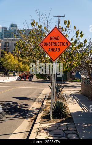 Road work ahead warning sign isolated on white background with clipping ...
