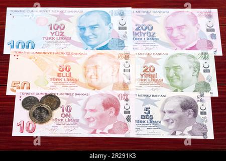 Turkish lira banknotes and coins Stock Photo - Alamy
