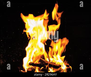 heat and fire energy. textured flames in fireplace. hot temperature ...