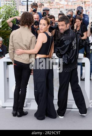 Romain Duris, from left, Adele Exarchopoulos, and Paul Kircher pose for ...
