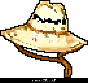 cap straw hat game pixel art vector illustration Stock Vector Image ...