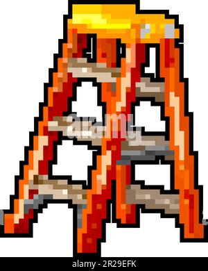 work step ladder safety game pixel art vector illustration Stock Vector ...