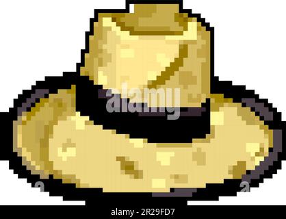cap straw hat game pixel art vector illustration Stock Vector Image ...