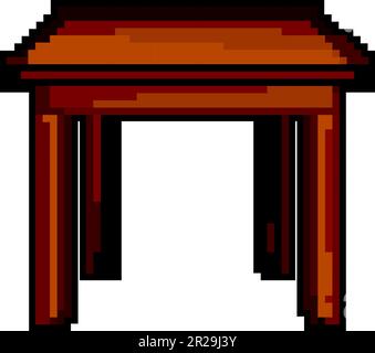 wooden table dining game pixel art vector illustration Stock Vector ...