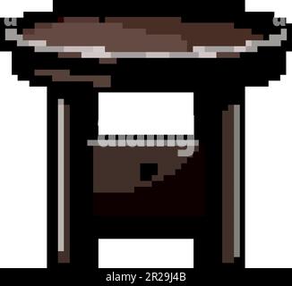 wooden table dining game pixel art vector illustration Stock Vector ...
