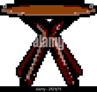 wooden table dining game pixel art vector illustration Stock Vector ...