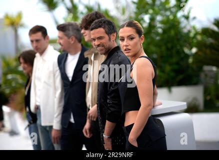 Romain Duris, from left, Adele Exarchopoulos, and Paul Kircher pose for ...