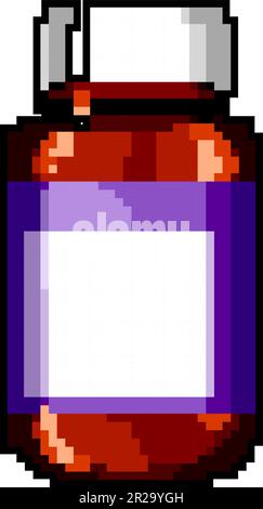 pill vitamin bottle game pixel art vector illustration Stock Vector ...