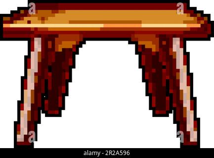 desk wood table game pixel art vector illustration Stock Vector Image ...