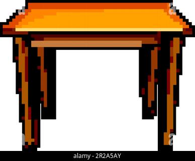 desk wood table game pixel art vector illustration Stock Vector Image ...