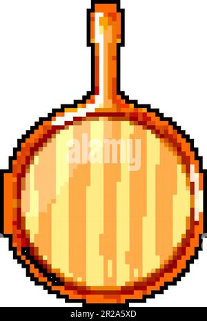 round wooden pizza board game pixel art vector illustration Stock ...