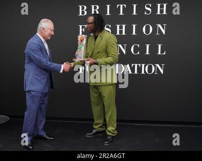 A design by Foday Dumbuya for Labrum London is displayed at the ...