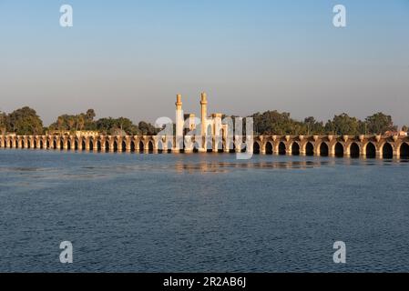 The El Qanater Barrage, on the River Nile at the Delta Barrages, the ...