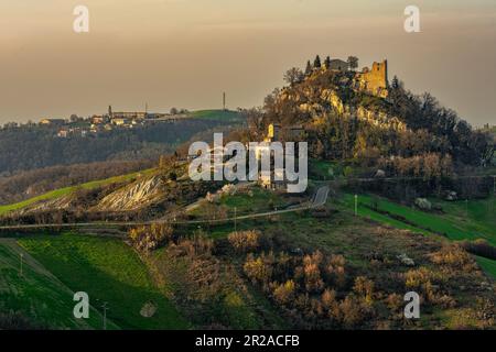 Hillside remains of Matilda of Canossa's 10th-century castle, converted ...