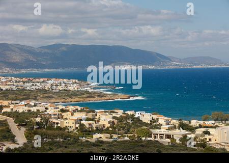 Elevated view of Kalimera Kriti Resort and the village of Sisi, Lasithi ...