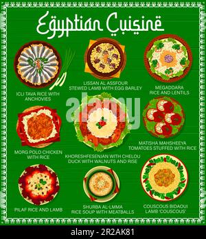 Egyptian cuisine menu with food dishes and meals for lunch and dinner ...