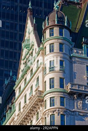 Plaza Hotel Detail: The northeastern turret and mansard roof, against ...