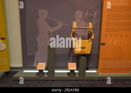 Ancient Greek guitar or kithara. Exhibits from the classical antiquity ...