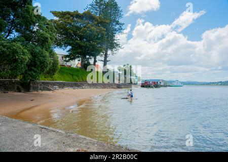 Rawene New Zealand -March 6 2011; Road around waterfront past men's and ...