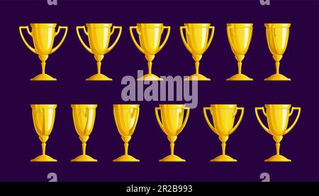 Golden trophy cup sequence, animation sprite sheet. Cartoon vector gold ...