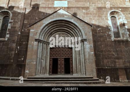 The exterior facade of the cathedral of Berceto placed on the ...