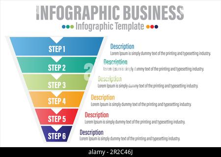 Infographic funnel block chart concept for slide presentation with six ...