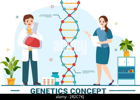 Genetic Science Concept Vector Illustration with DNA Molecule Structure ...