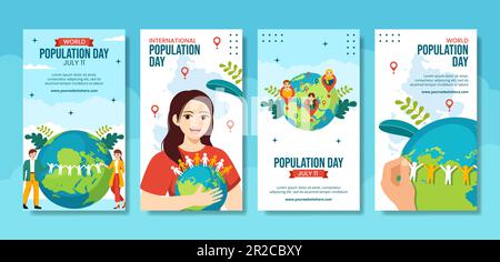 World Population Day Social Media Background Illustration Cartoon Hand ...