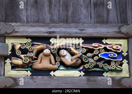 Nikko shi, Japan May 1 2023 -three wise monkeys sculpture is shown in ...