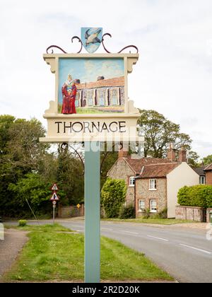 The Thornage village sign, Norfolk, UK Stock Photo - Alamy