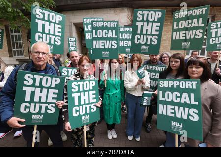 BBC NI journalists on the picket line at BBC NI, Broadcasting House in ...