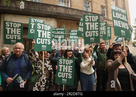 BBC NI journalists on the picket line at BBC NI, Broadcasting House in ...